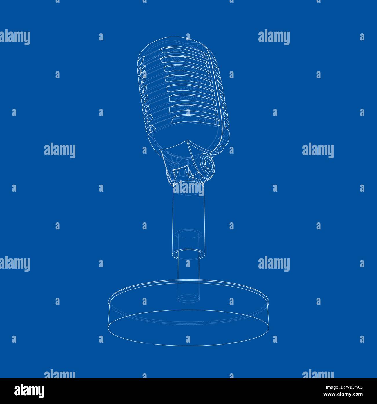 Outline vintage microphone vector. Wire-frame style. The layers of ...