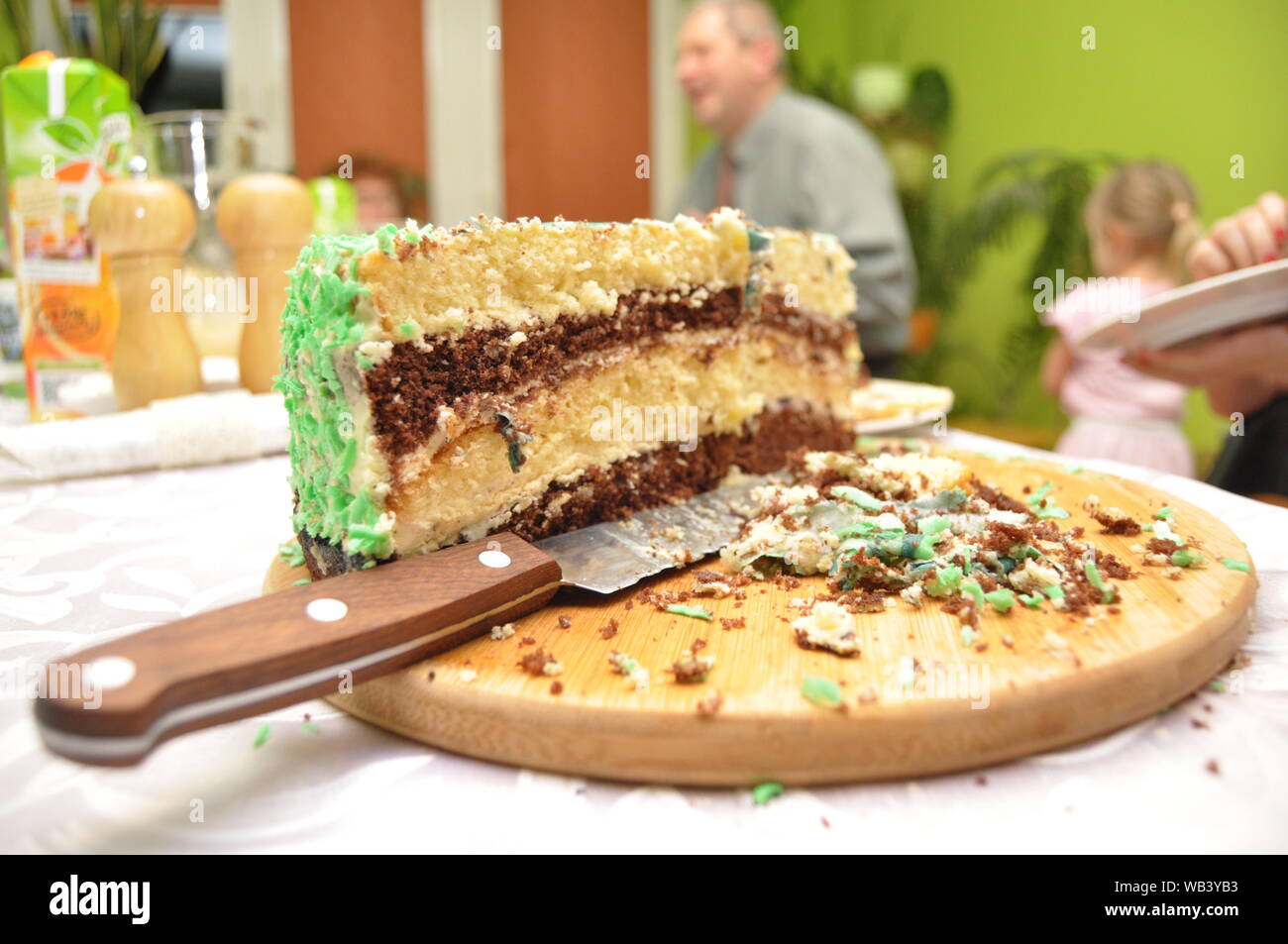 Birthday cake. Family gathering, celebration. Pastries and sweets Stock ...