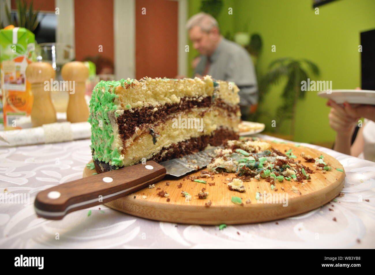 Birthday cake. Family gathering, celebration. Pastries and sweets Stock ...