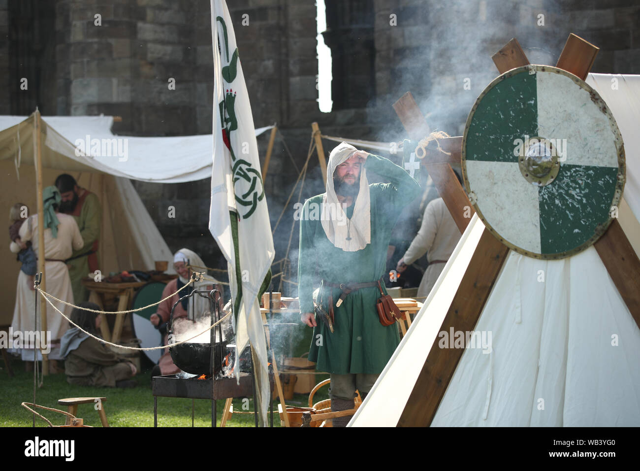 Viking reenactors outside whitby abbey hi-res stock photography and ...
