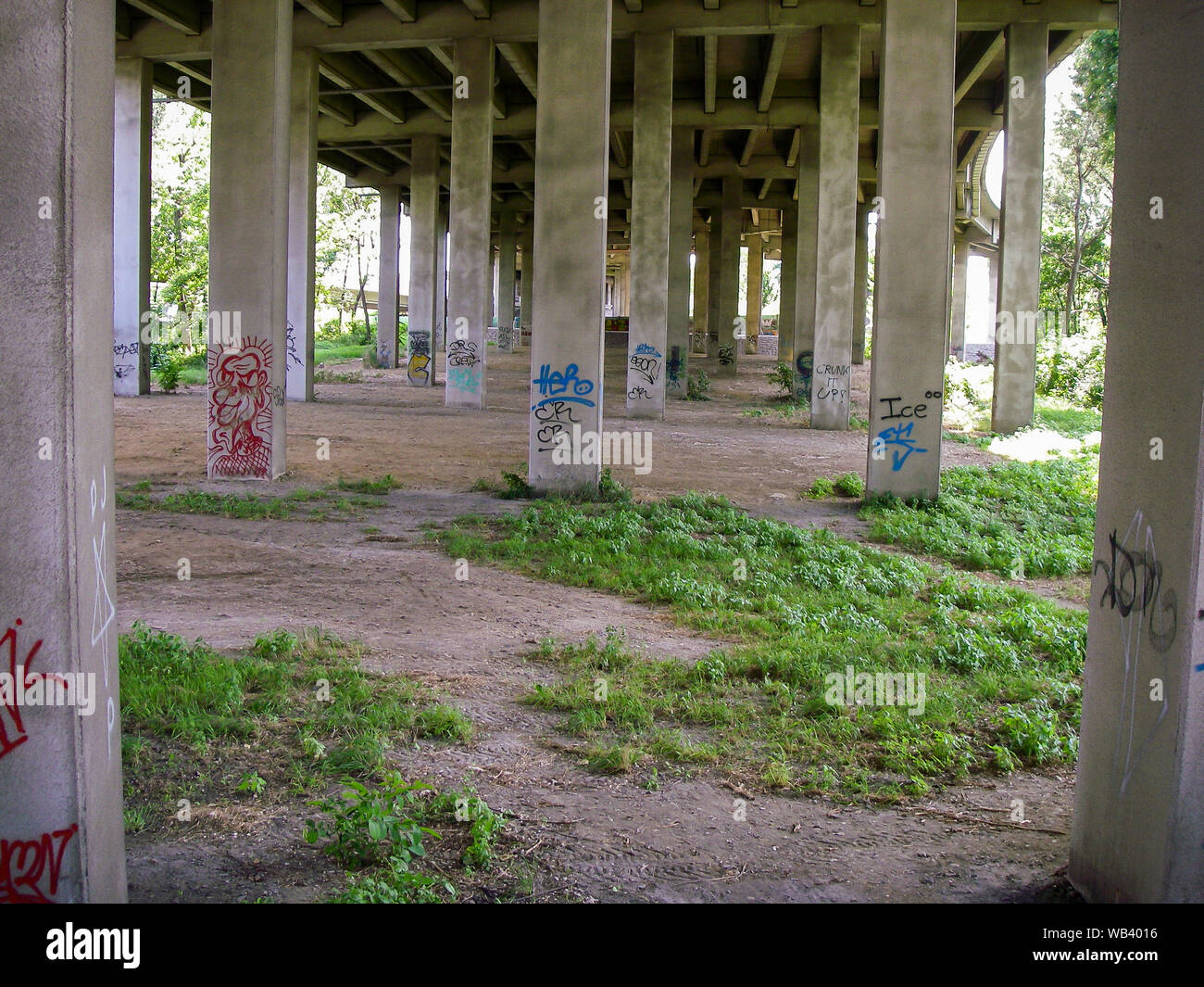 Vienna, Austria-January-05,2006: concrete columns under a highway ...