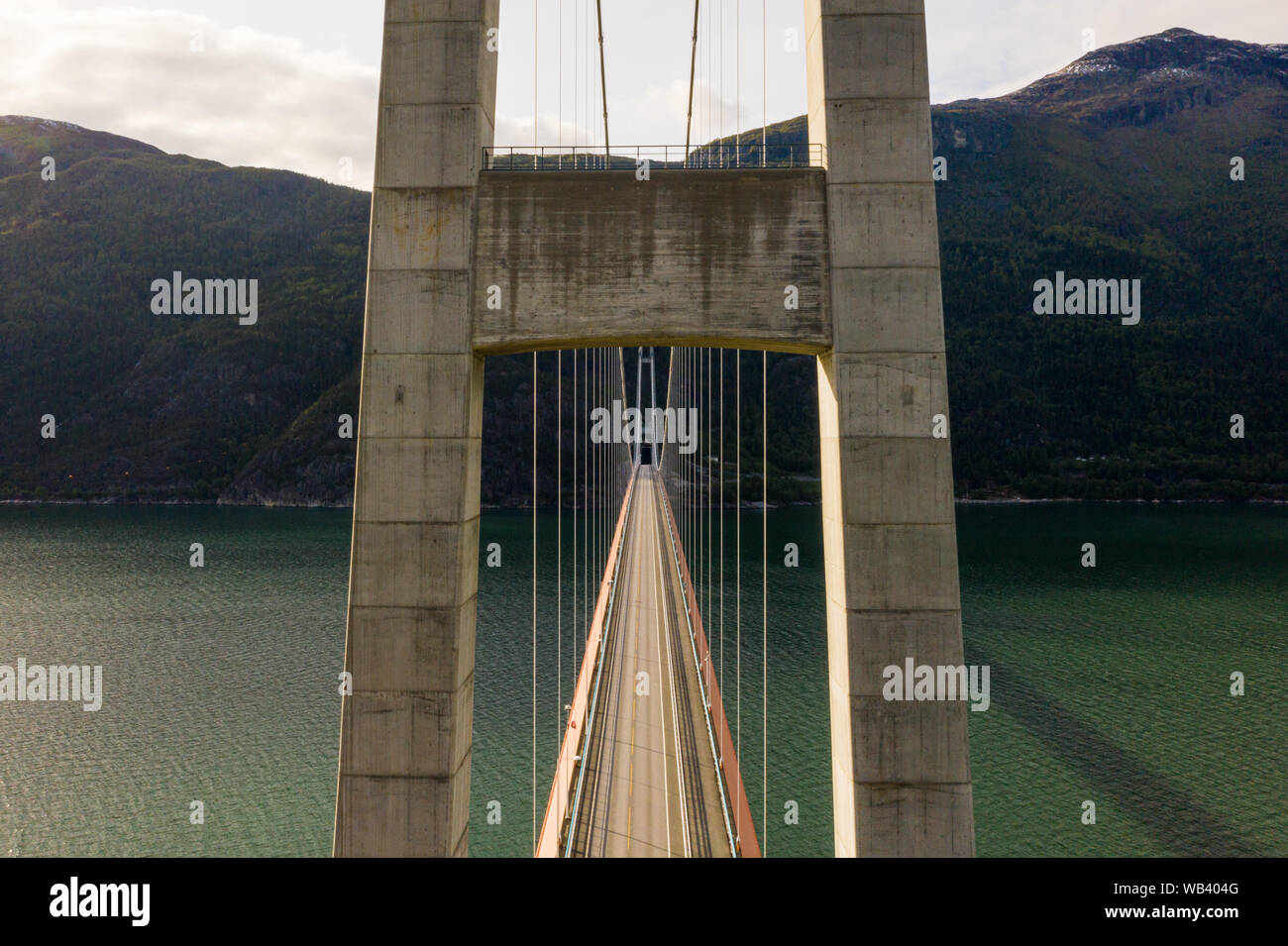 Drone photographs of Hardanger Bridge in Norway. At 1380 metres, this ...