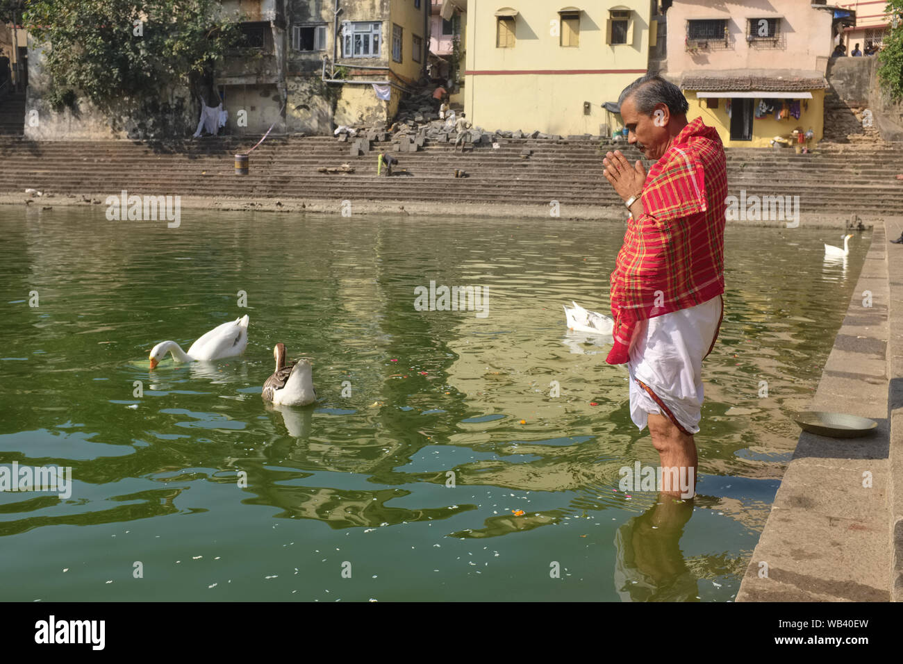 Praying in holy tank hi-res stock photography and images - Alamy