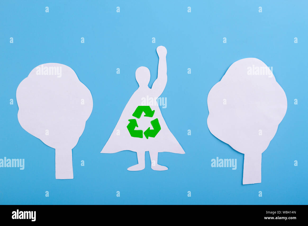 Recycle superhero concept illustration. Made of paper Stock Photo - Alamy