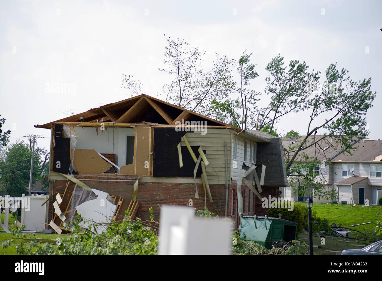 Tornado storm wind weather disaster house home destruction hi-res stock ...