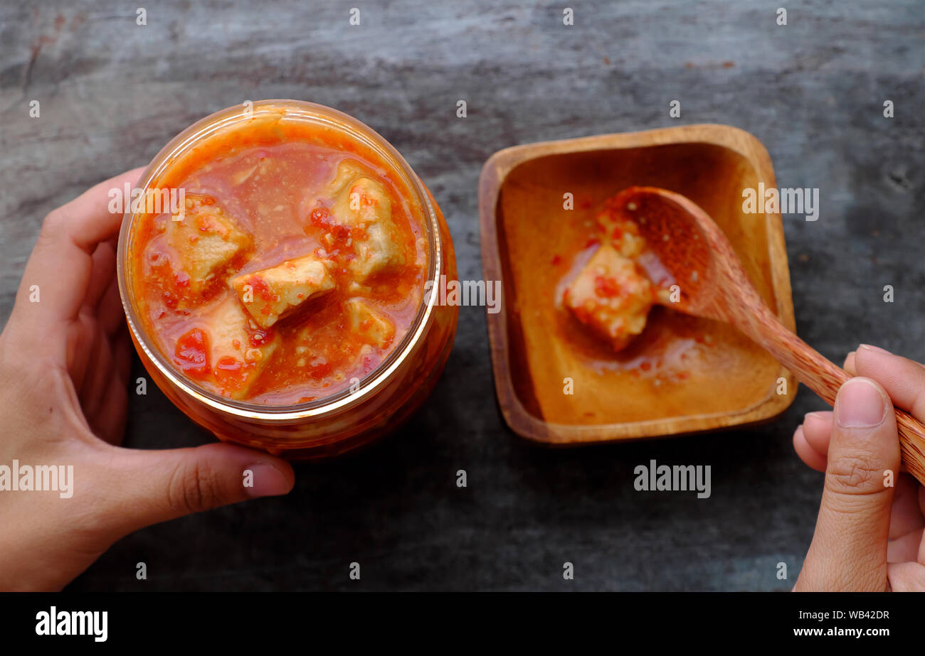 spice food for vegan, tofu cheese from fermented tofu, popular sauce ...