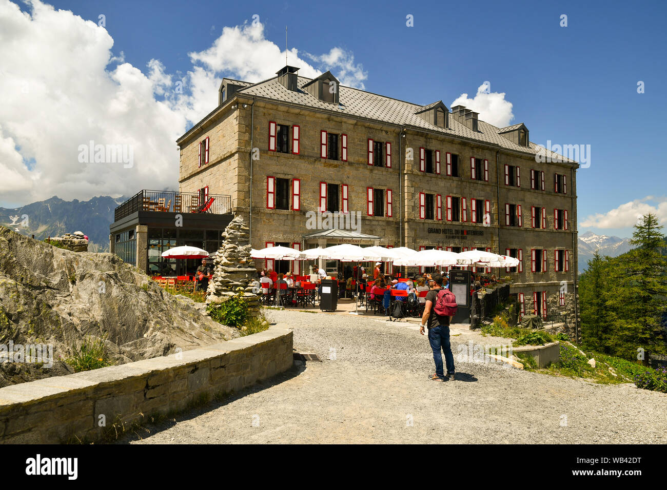 Exterior of the Refuge of Montenvers, an historical Alpine refuge built ...