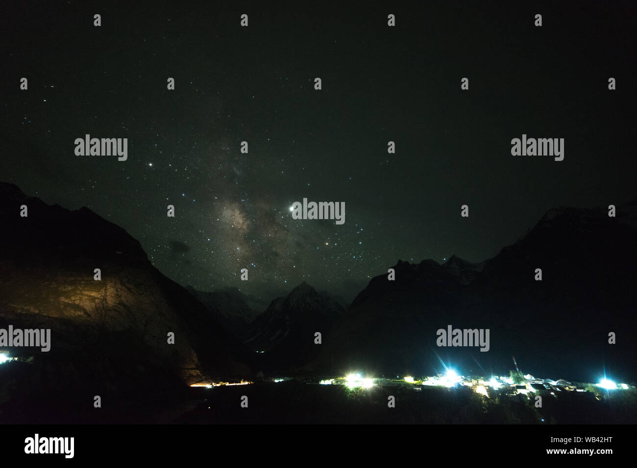 Village in Night under stars in ladakh Stock Photo - Alamy