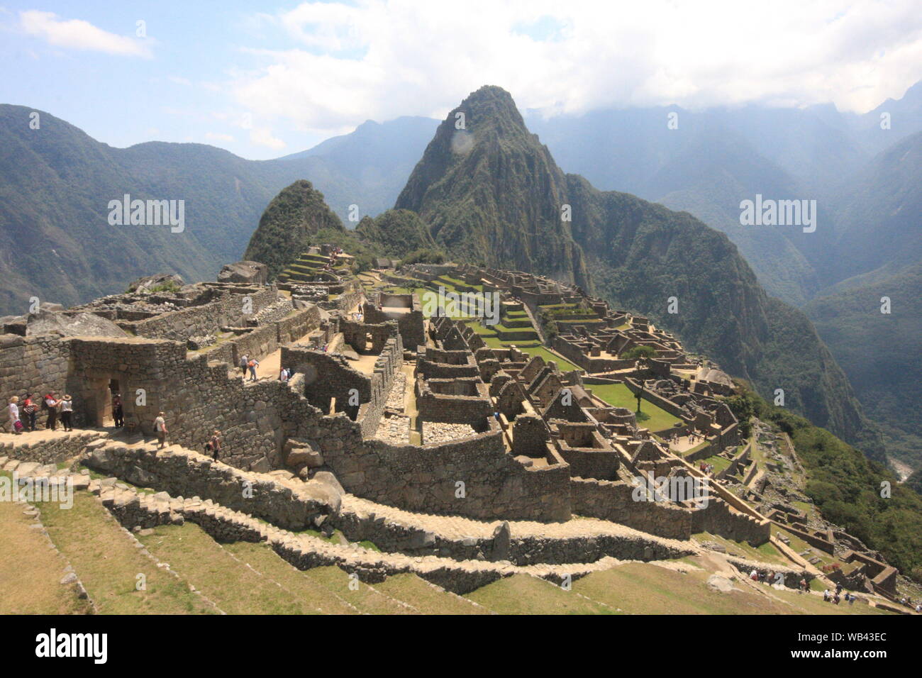Machu Picchu Incan citadel in the Andes Mountains in Peru Stock Photo ...