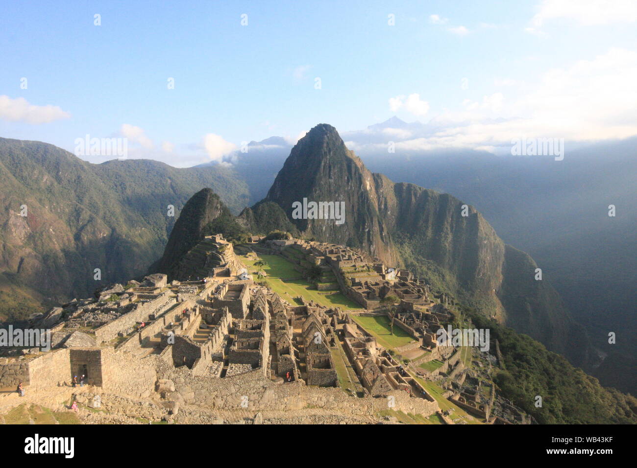 Machu Picchu Incan citadel in the Andes Mountains in Peru Stock Photo ...