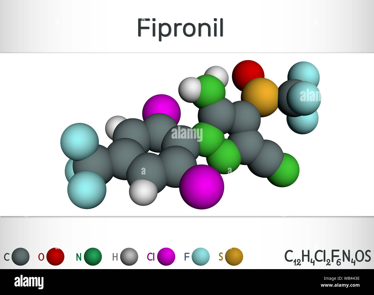 Fipronil, broad-spectrum insecticide molecule. It is used to fight ants ...