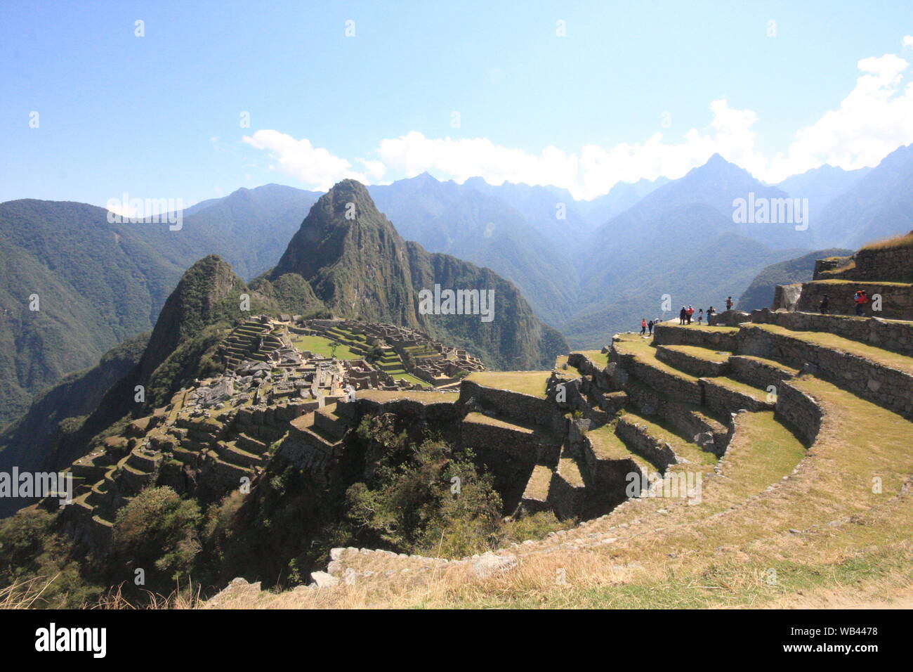 Machu Picchu Incan citadel in the Andes Mountains in Peru Stock Photo ...