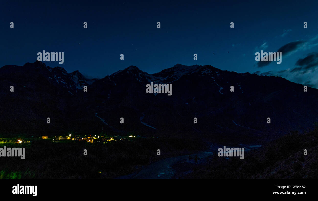 Night View of Village in Leh Ladakh and Mountains Stock Photo - Alamy