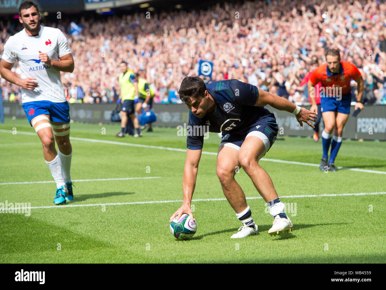 Scotland’s Sean Maitland scores Scotlands first try during the ...