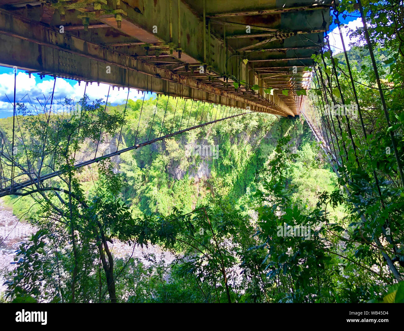 suspended bridge on la reunion island Stock Photo - Alamy