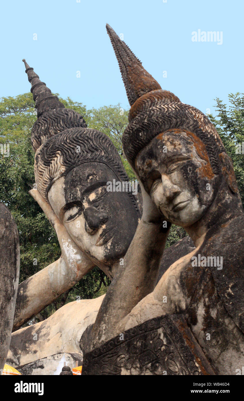 Vientiane Buddha park stone statues in Laos Stock Photo - Alamy