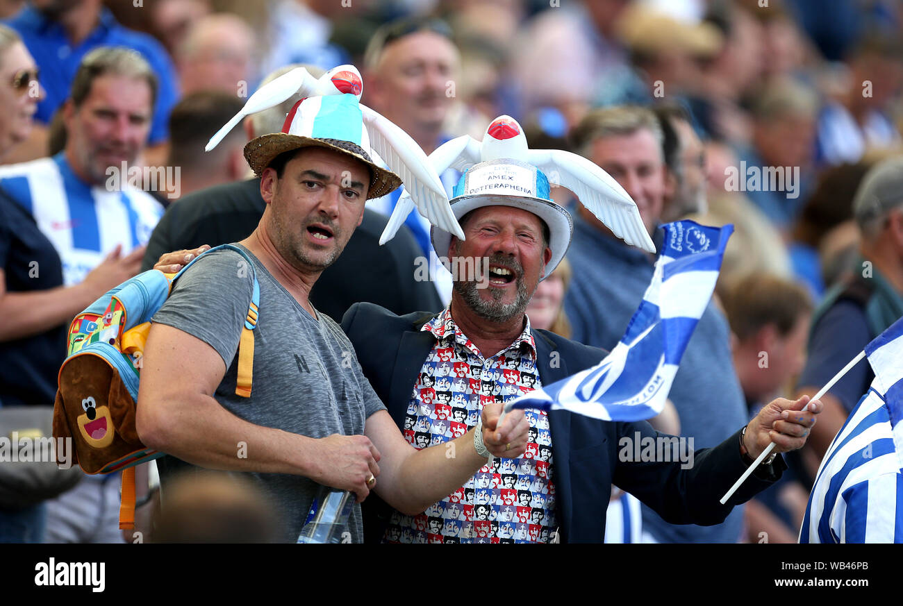 Brighton & Hove Albion fans in the stands during the Premier League ...