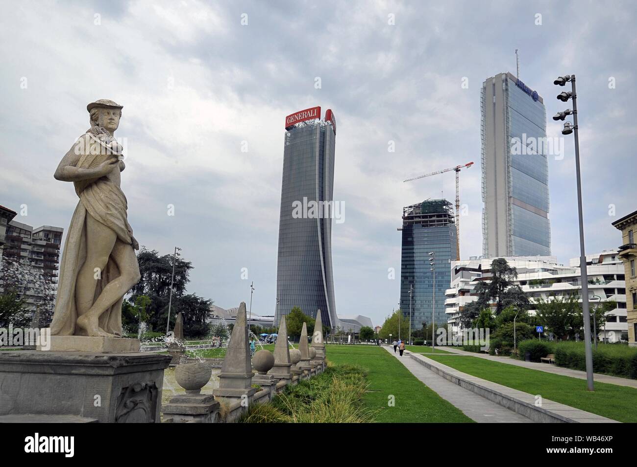 Milan (Italy), the new CityLife district, from left Hadid tower (Milan ...