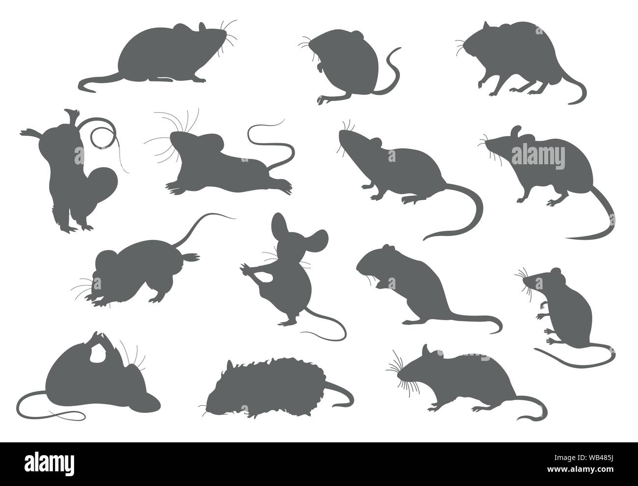 Different mice. Mouse yoga poses and exercises. Cute cartoon clipart ...