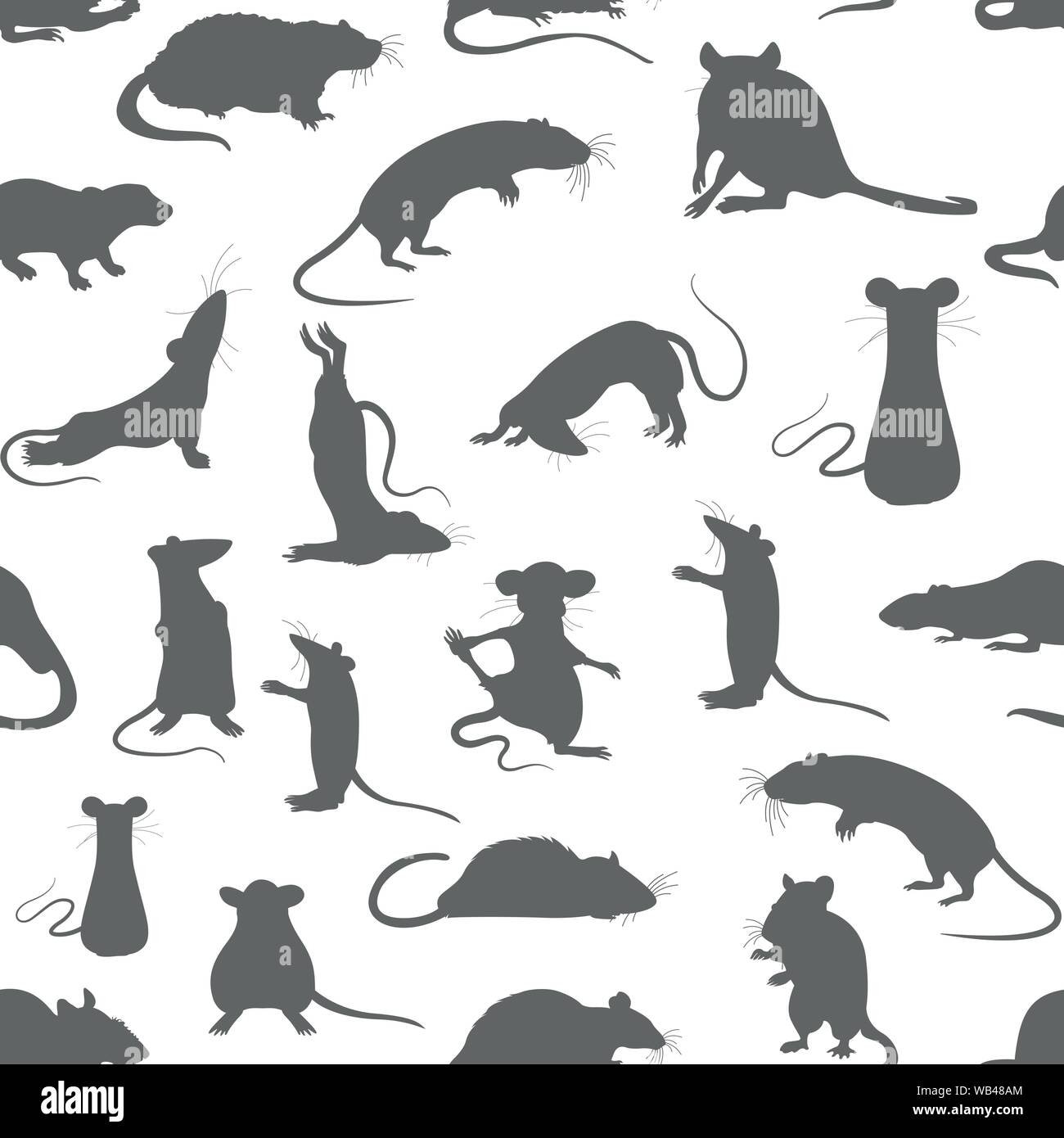 Rats seamless pattern. Rat poses and exercises. Cute cartoon clipart ...