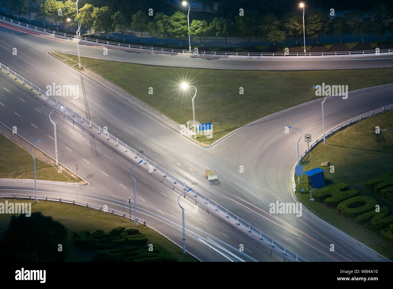 closeup of the light trails on grade separation bridge Stock Photo - Alamy
