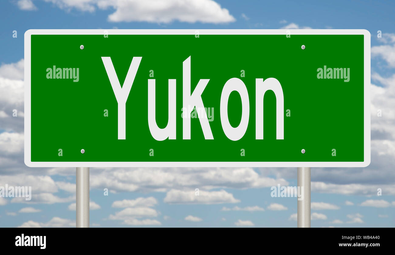 Rendering of a green highway sign for Yukon Territory Canada Stock ...