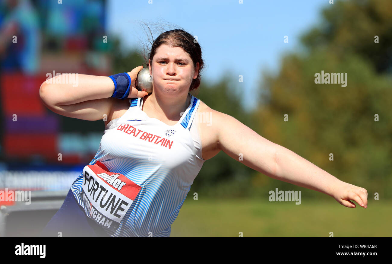 Sabrina Fortune in the Women's Shot Put during day one of the Muller ...