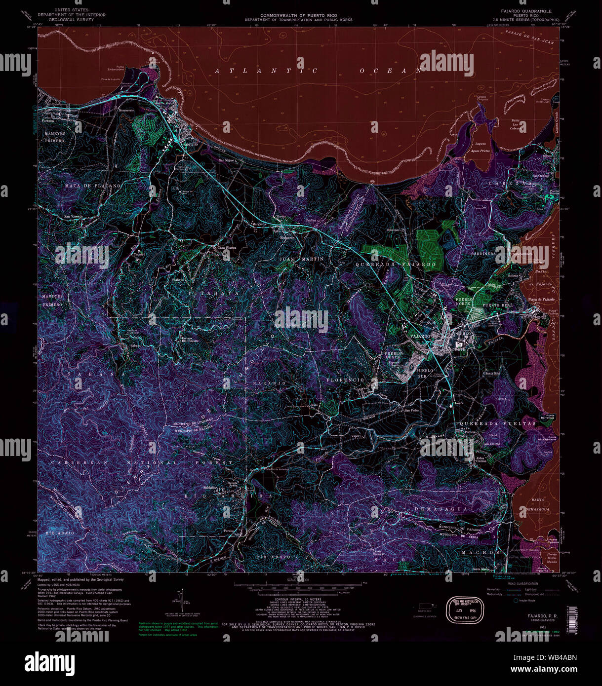 USGS TOPO Map Puerto Rico PR Fajardo 362413 1962 20000 Inverted ...