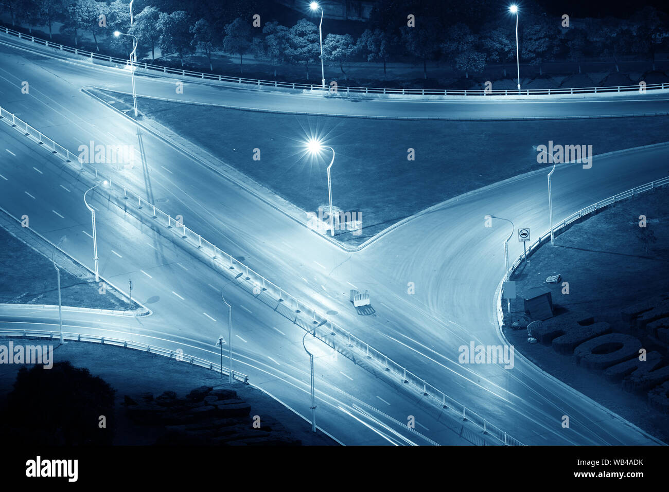 closeup of the light trails on grade separation bridge Stock Photo - Alamy