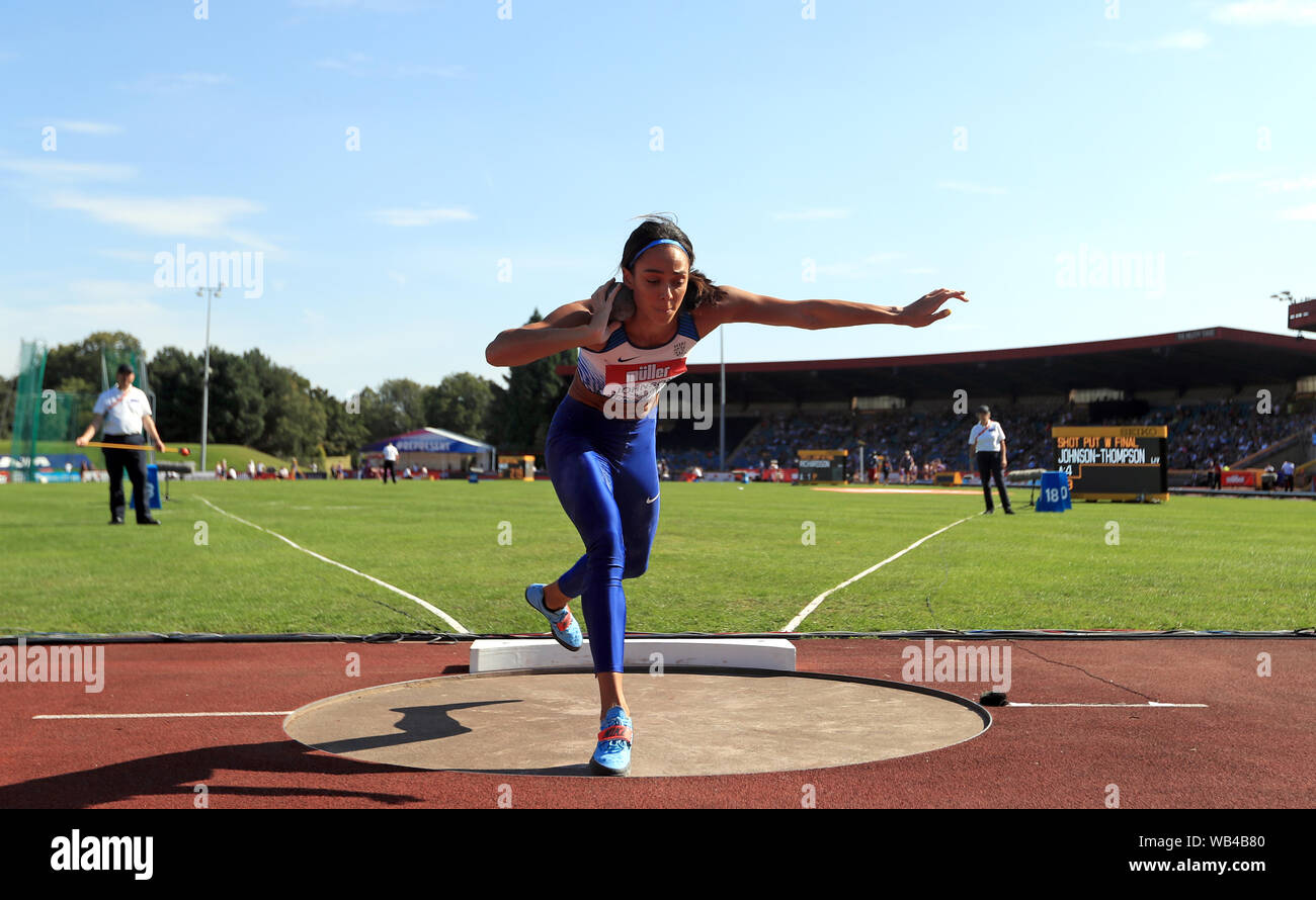 Katarina Johnson-Thompson in the Women's Shot Put during day one of the ...