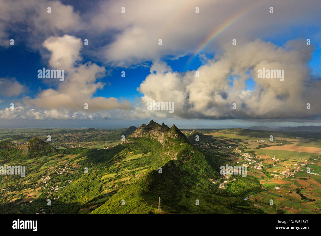Rainbow as seen from Le Pouce, Mauritius Stock Photo - Alamy