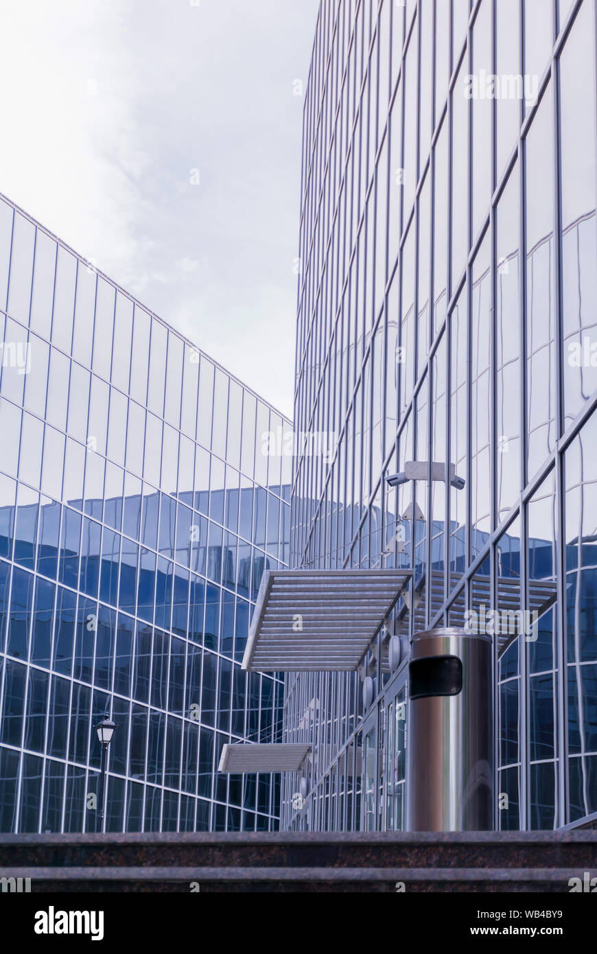 high-tech style cityscape, fragment of glass and metal building facades ...