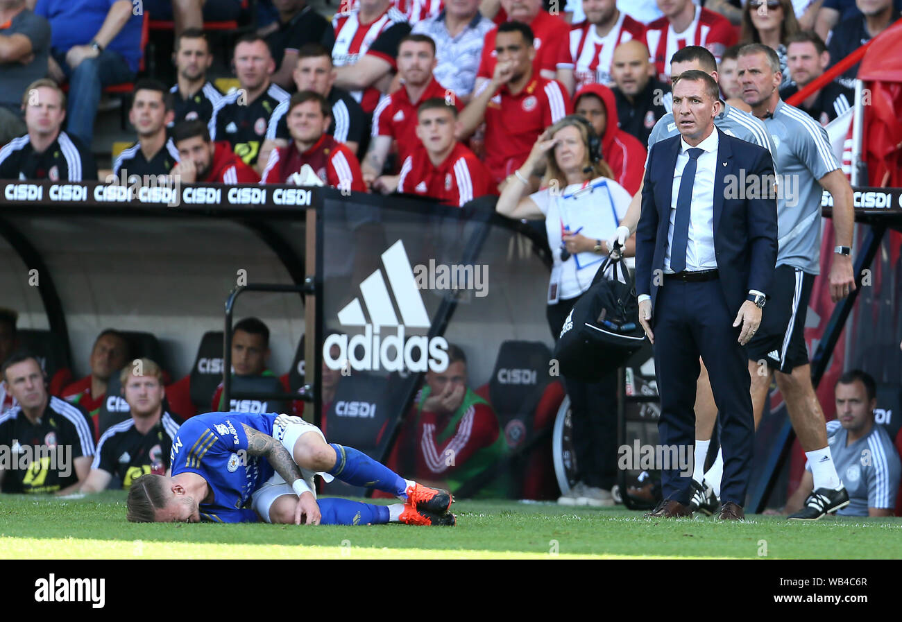 Leicester citys james maddison on ground hi-res stock photography and ...