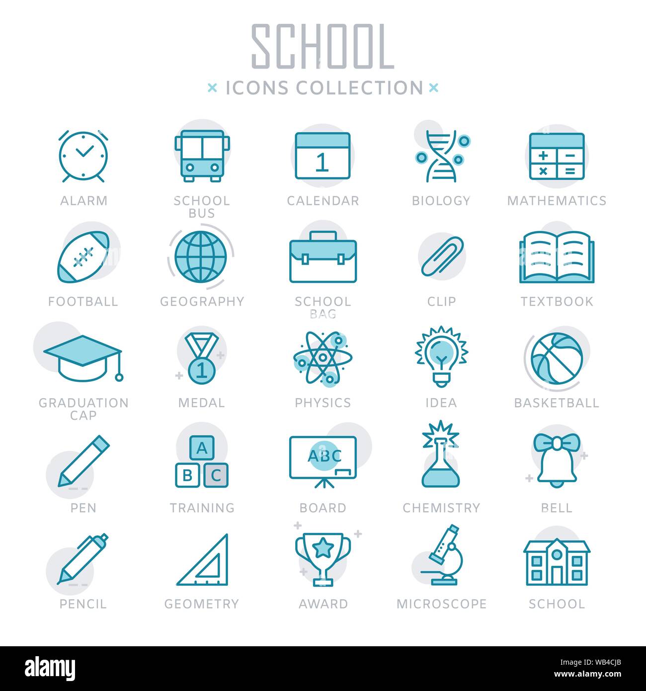 School bag vector set Cut Out Stock Images & Pictures - Alamy