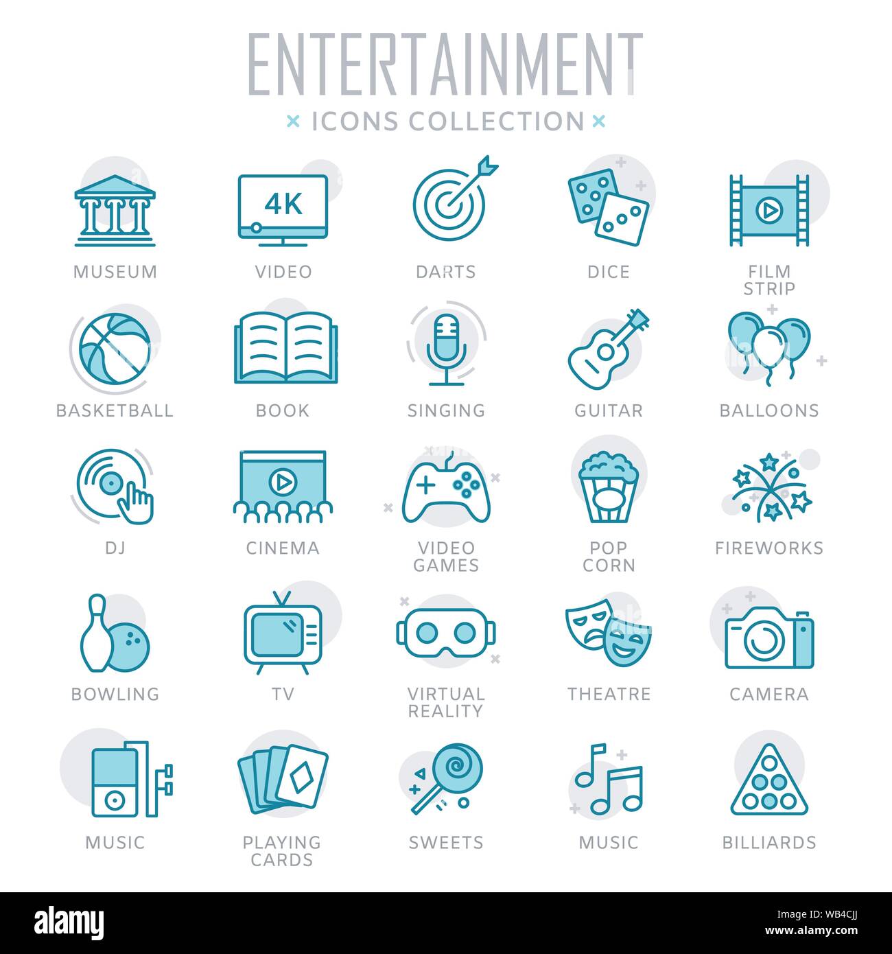 Collection of entertainment thin line icons Stock Vector Image & Art ...