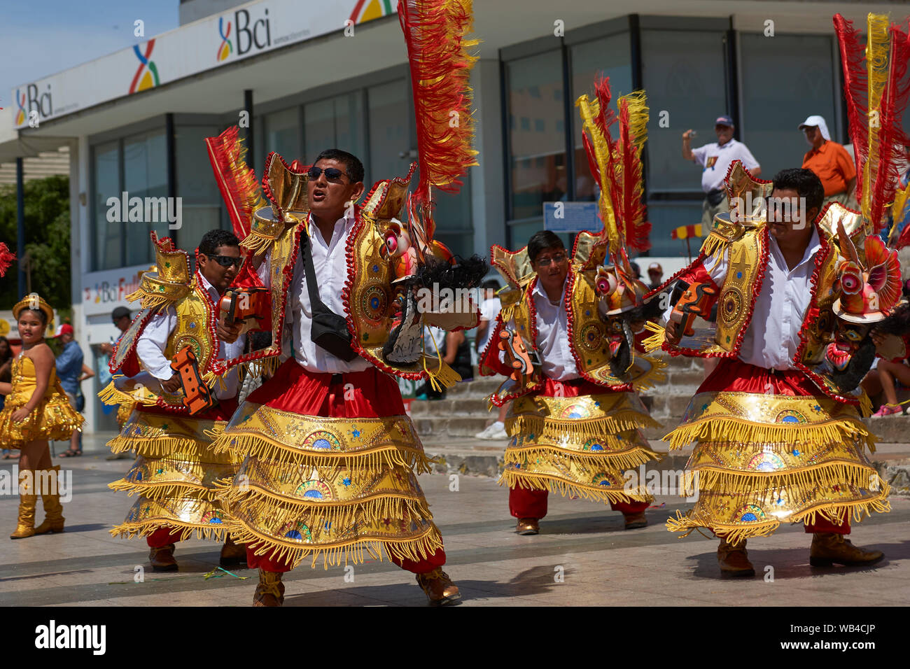 Morenada Dance Group dressed in ornate costumes performing during a ...
