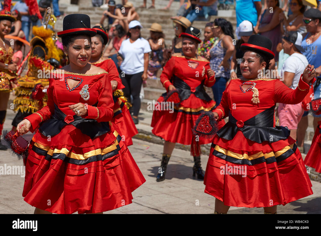 Morenada Dance Group dressed in ornate costumes performing during a ...