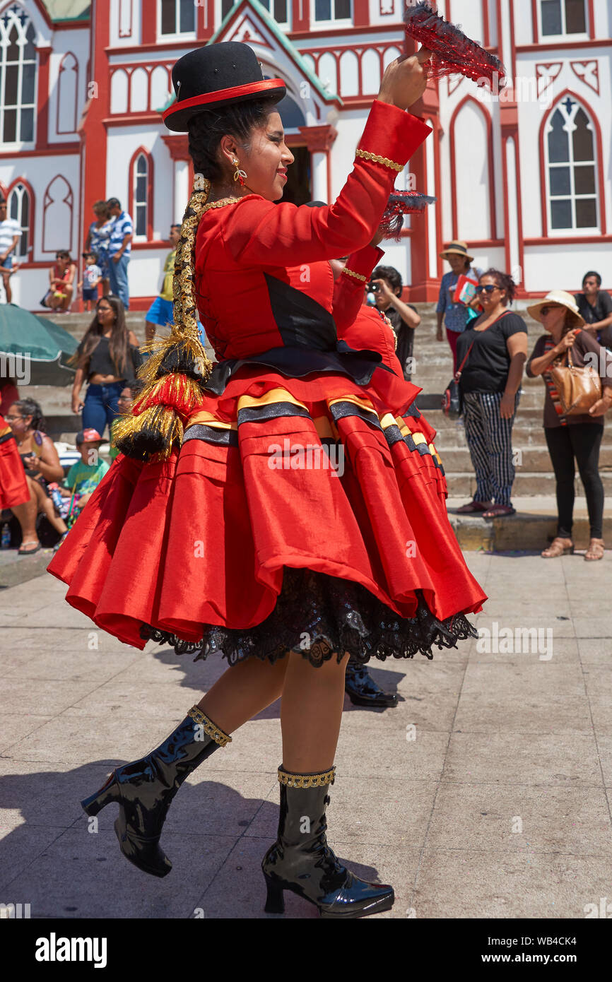 Morenada Dance Group dressed in ornate costumes performing during a ...