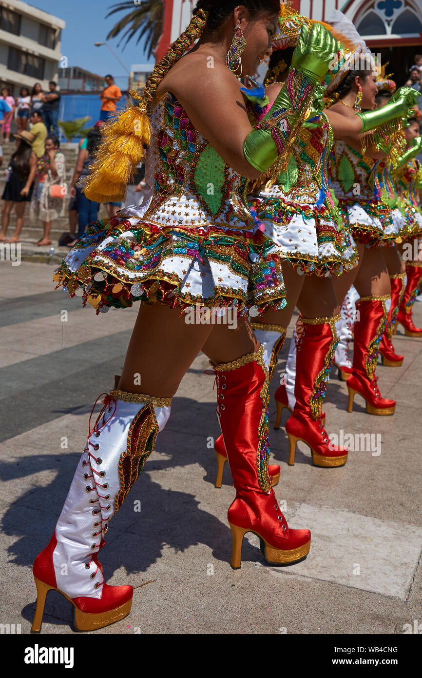 Morenada Dance Group dressed in ornate costumes performing during a ...