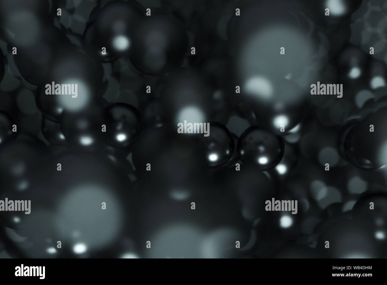 A mass of spheres falling down from above, 3d rendering. Computer ...