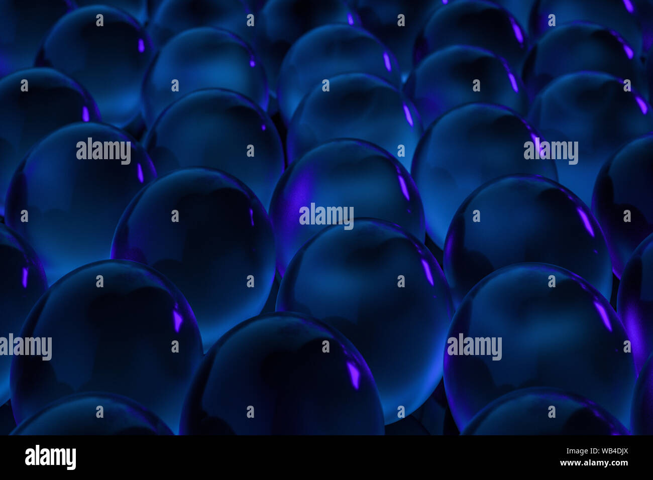 A mass of spheres falling down from above, 3d rendering. Computer ...