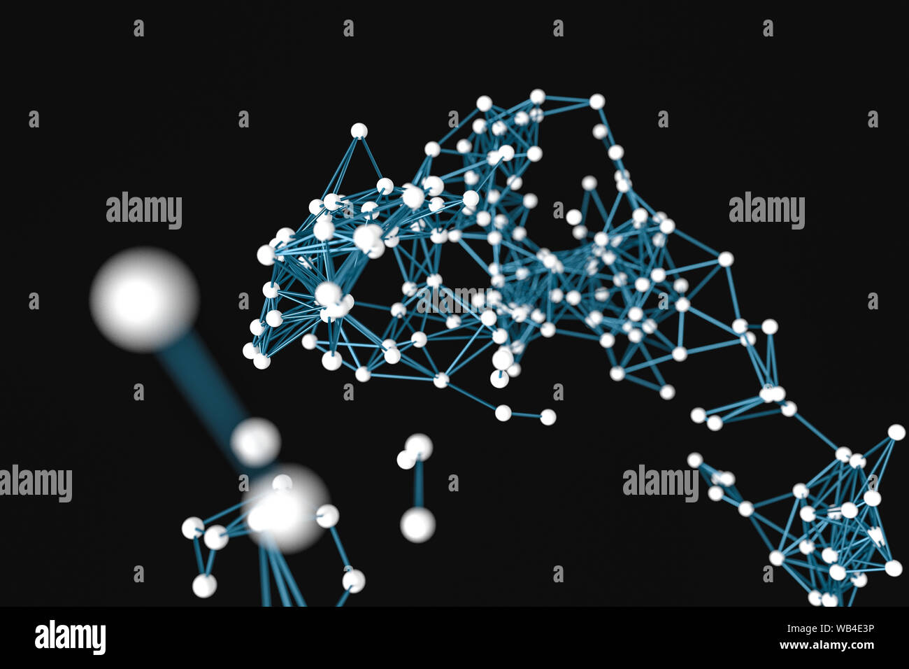 Gene lines and nodes, biological gene structure, 3d rendering. Computer ...
