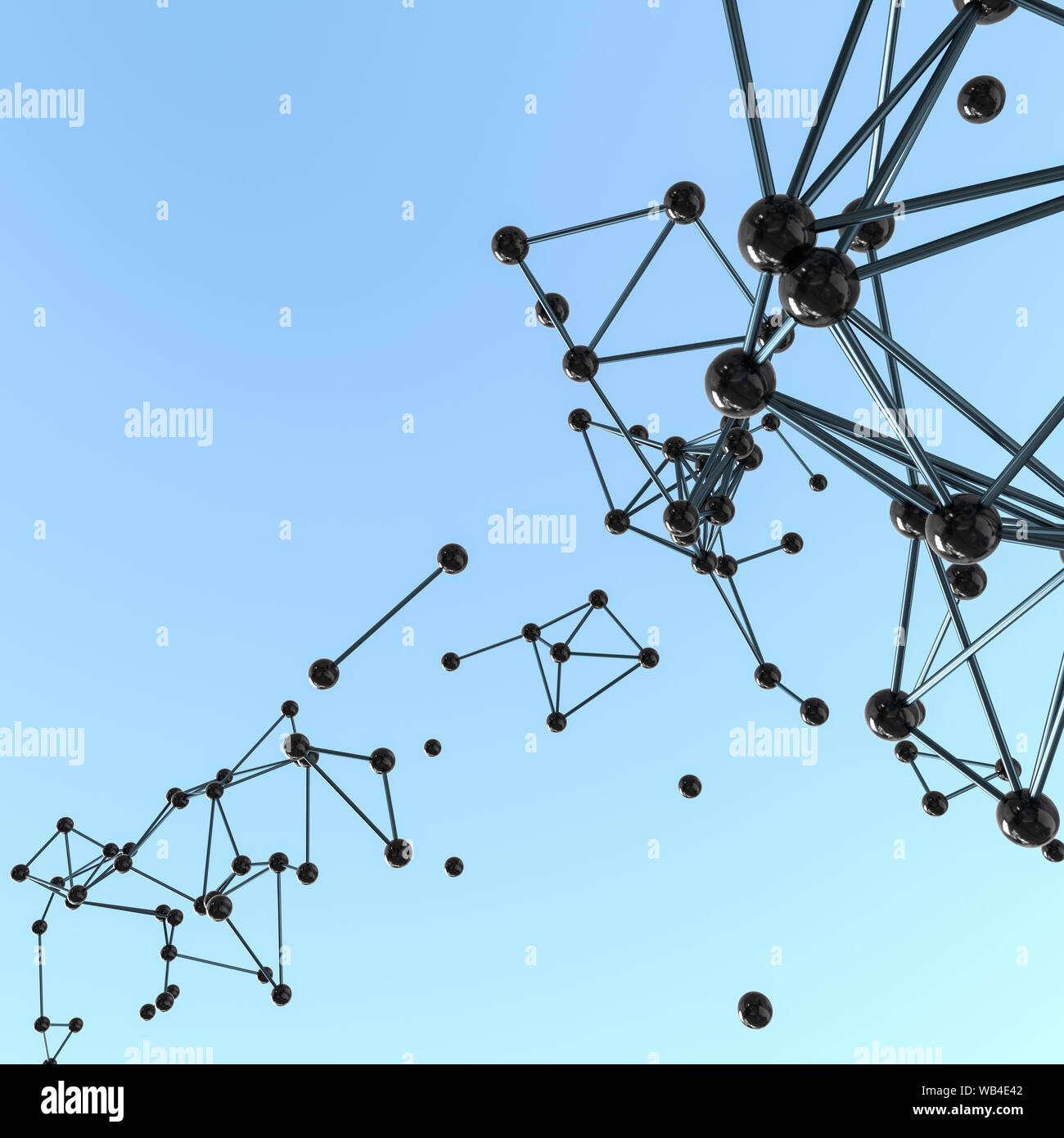 Gene lines and nodes, biological gene structure, 3d rendering. Computer ...