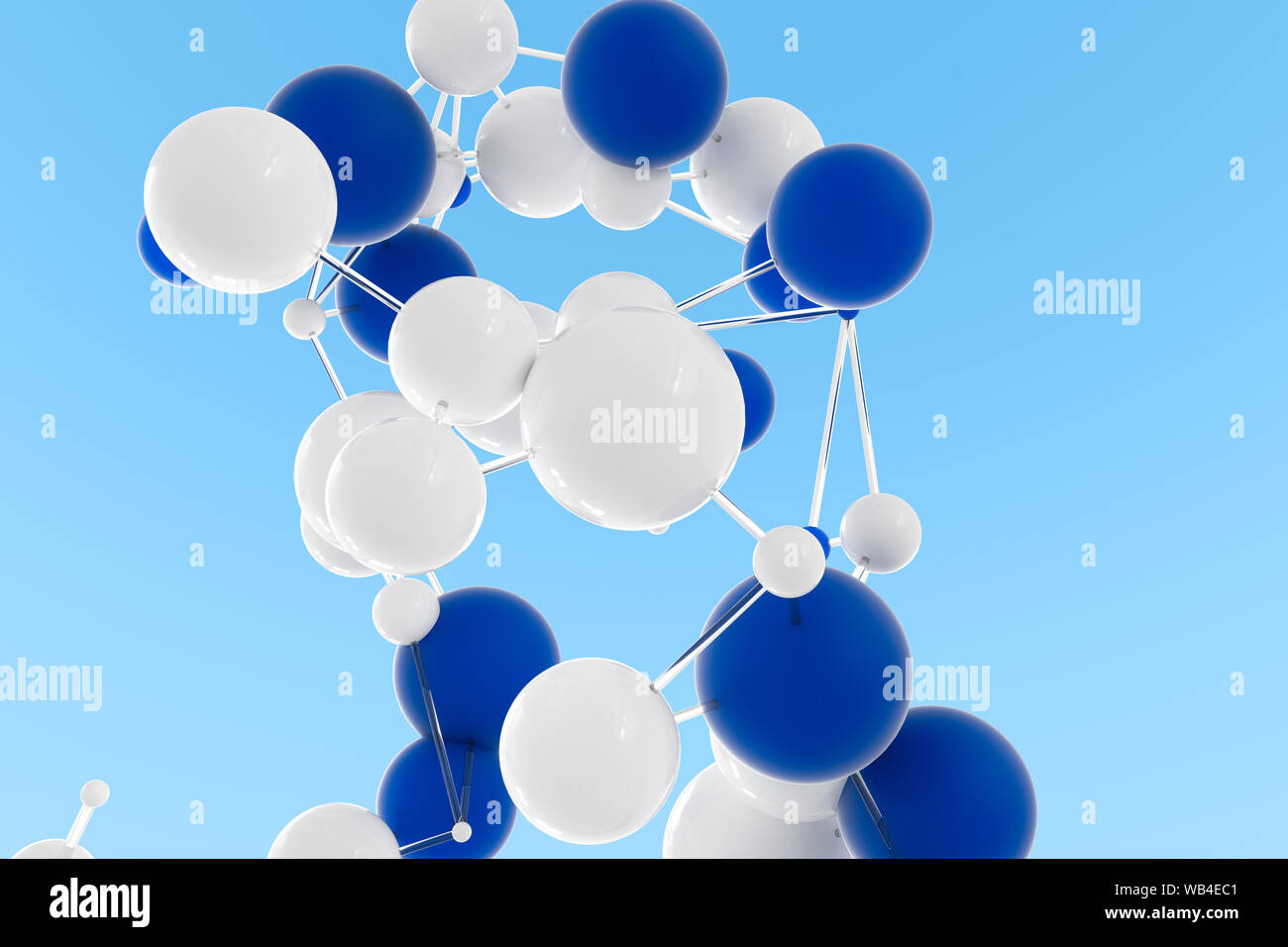 Gene lines and nodes, biological gene structure, 3d rendering. Computer ...