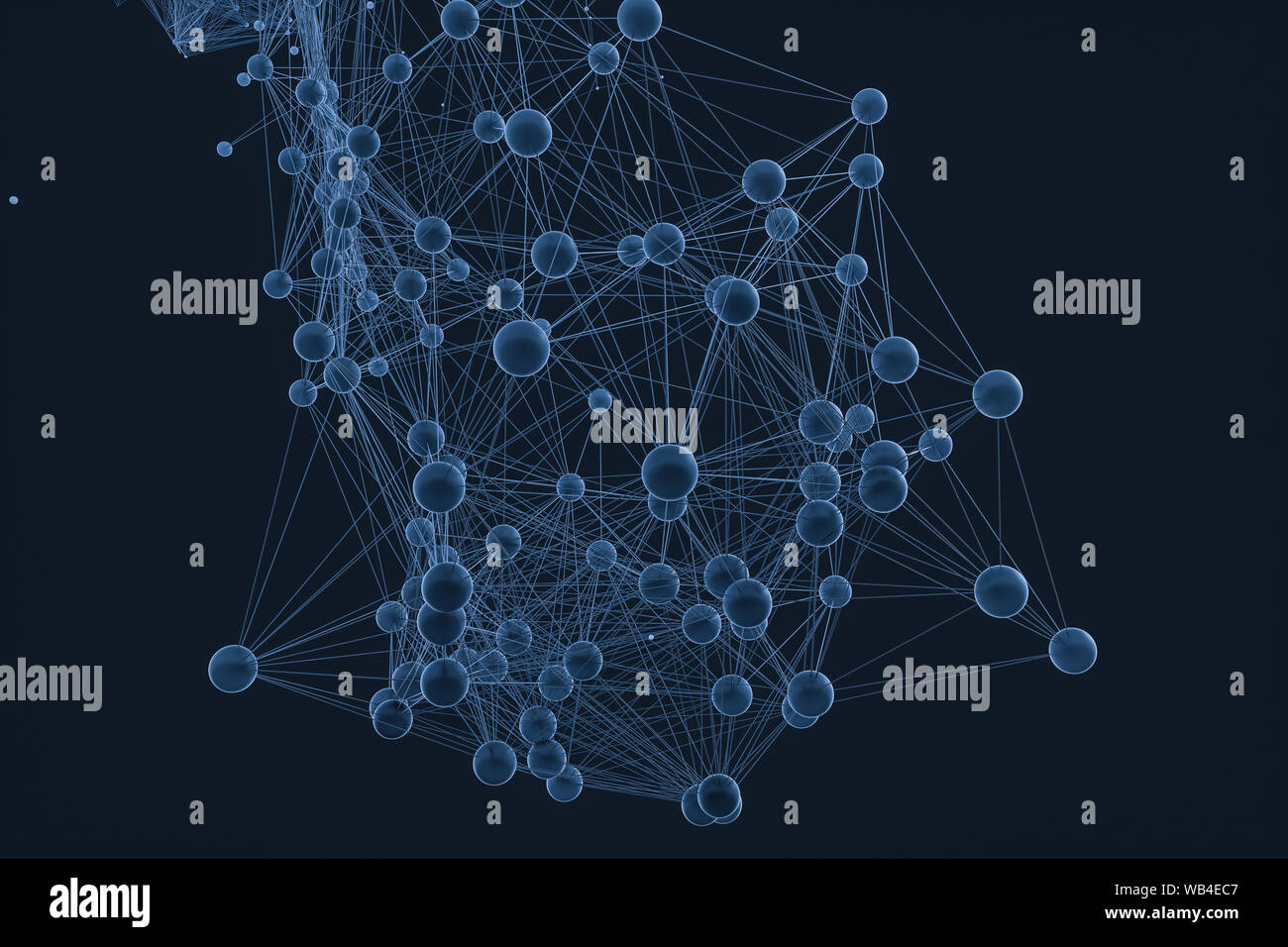 Gene lines and nodes, biological gene structure, 3d rendering. Computer ...