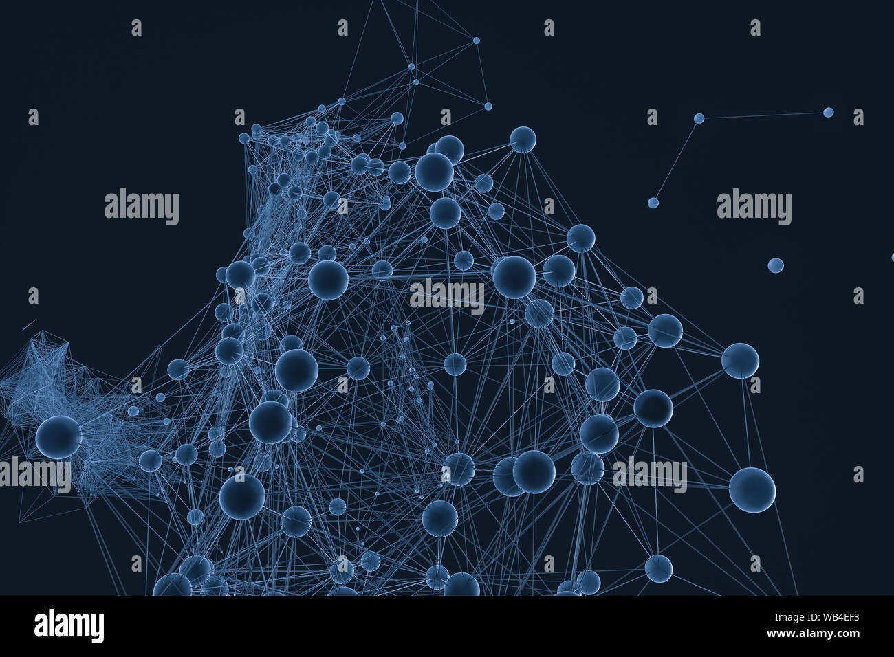 Gene lines and nodes, biological gene structure, 3d rendering. Computer ...