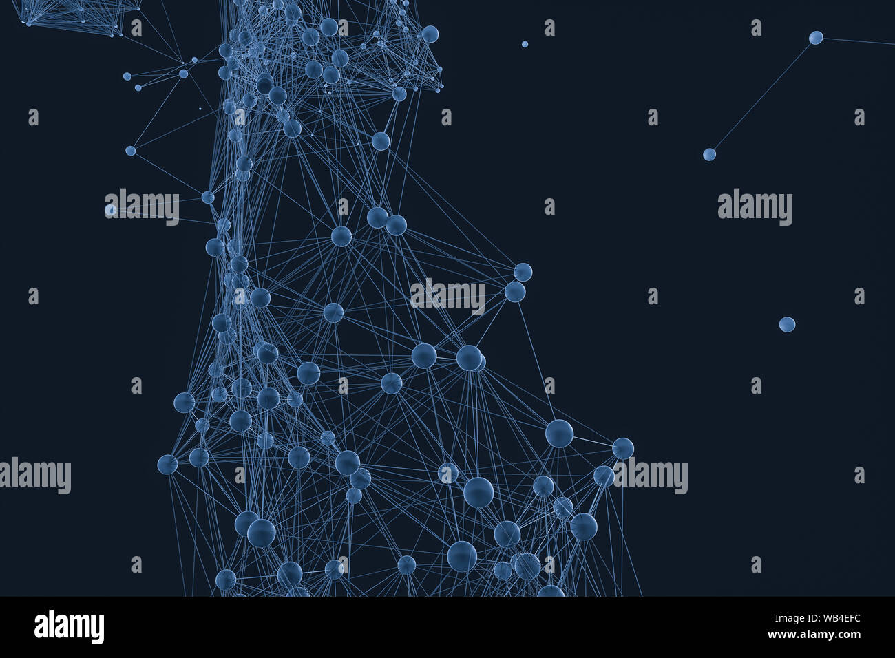 Gene lines and nodes, biological gene structure, 3d rendering. Computer ...