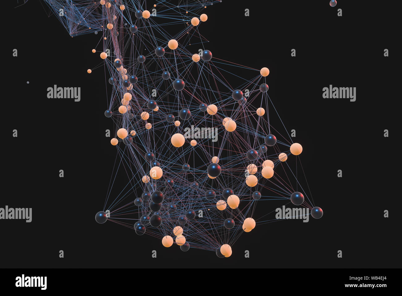 Gene lines and nodes, biological gene structure, 3d rendering. Computer ...