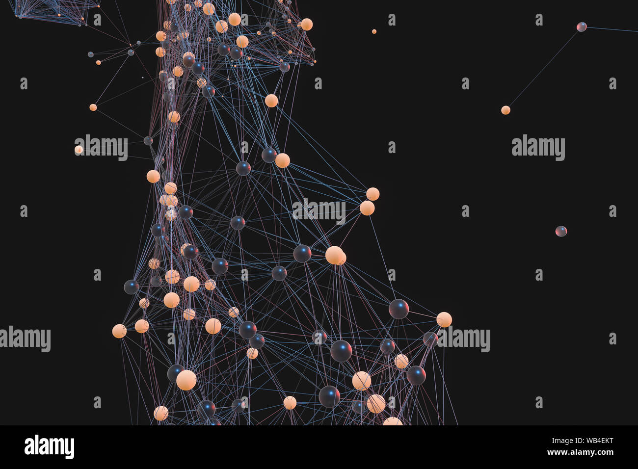 Gene lines and nodes, biological gene structure, 3d rendering. Computer ...