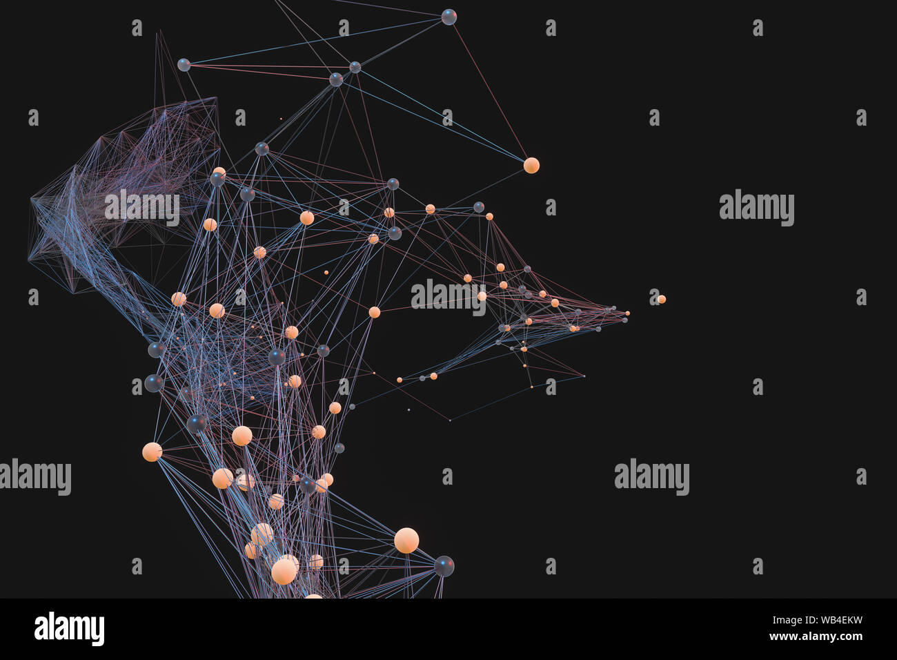 Gene lines and nodes, biological gene structure, 3d rendering. Computer ...
